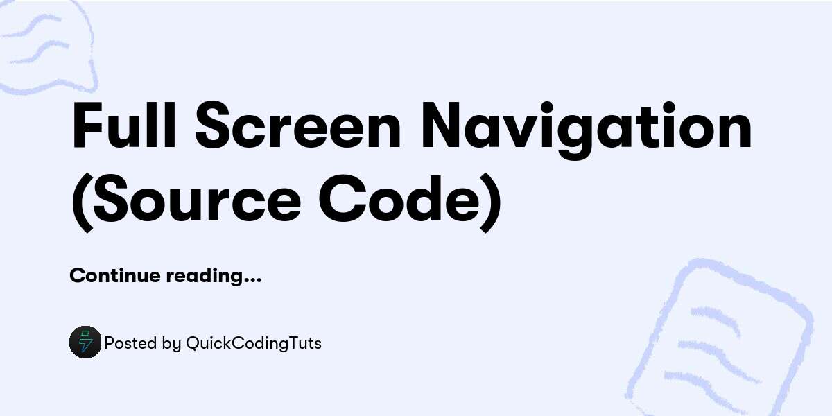Full Screen Navigation (Source Code) — QuickCodingTuts - Buymeacoffee