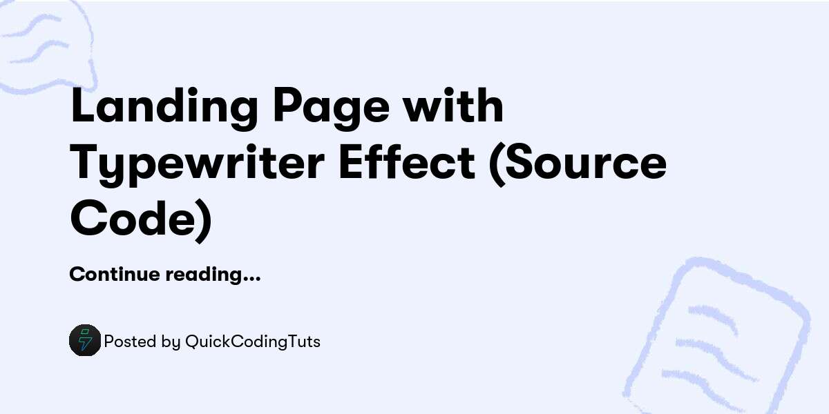 Landing Page With Typewriter Effect Source Code — Quickcodingtuts 5613