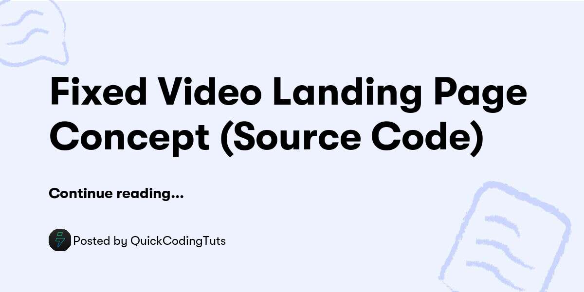 Fixed Video Landing Page Concept Source Code — Quickcodingtuts Buymeacoffee