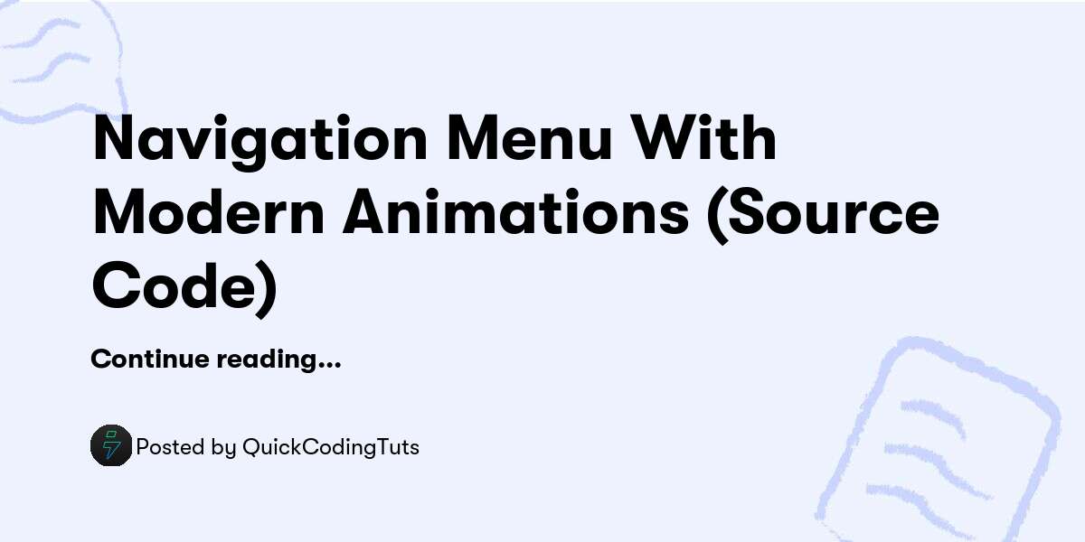 Navigation Menu With Modern Animations Source Code — Quickcodingtuts