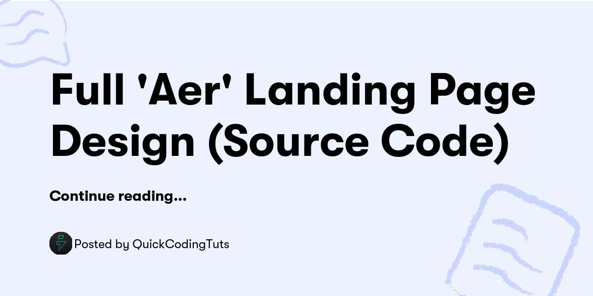 Full Aer Landing Page Design Source Code — Quickcodingtuts