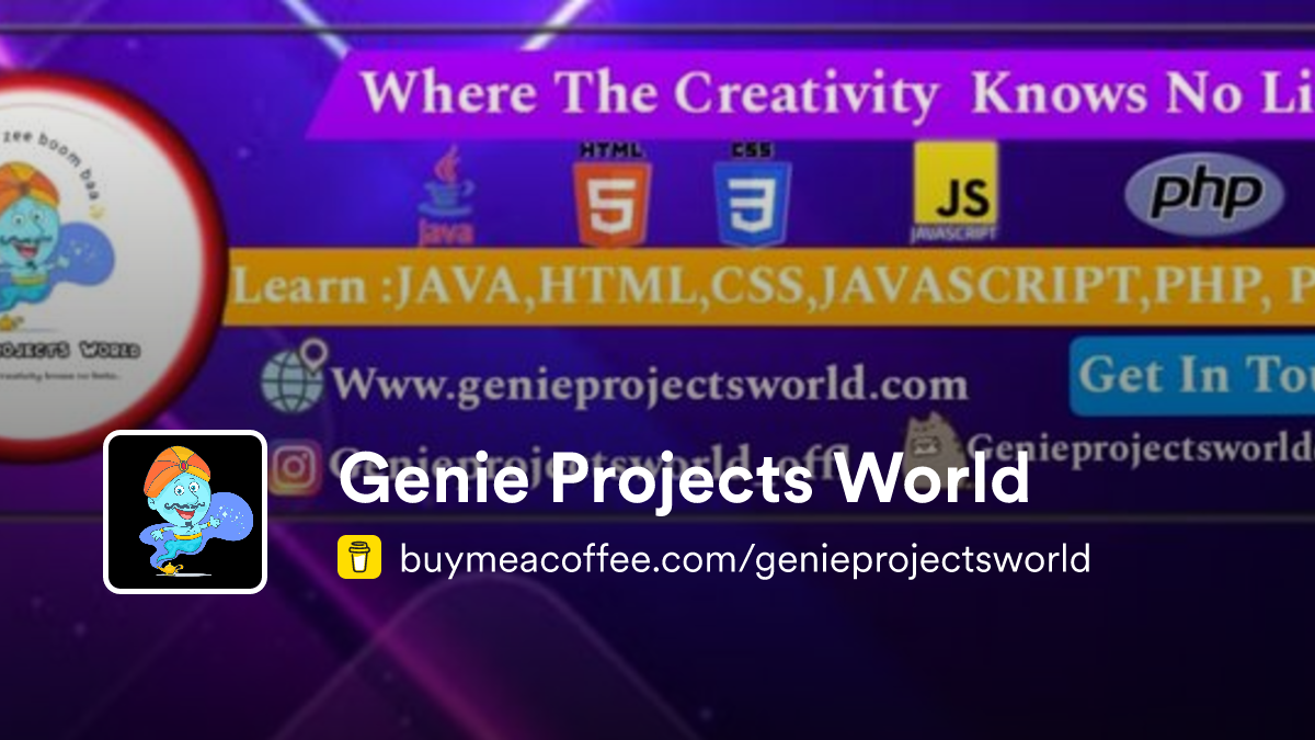 Genie Projects World is Providing high-quality source code to learn, apply and share 🙌 ...