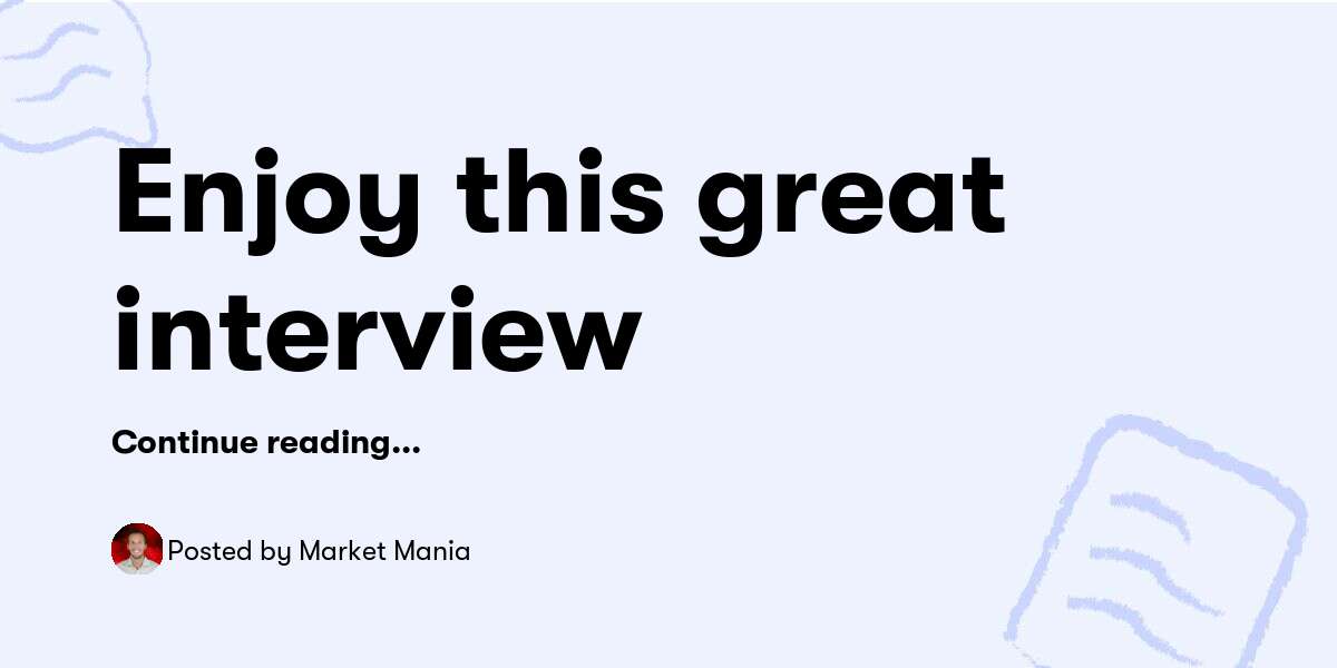 Enjoy this great interview 👇🚨 — Market Mania - Buymeacoffee