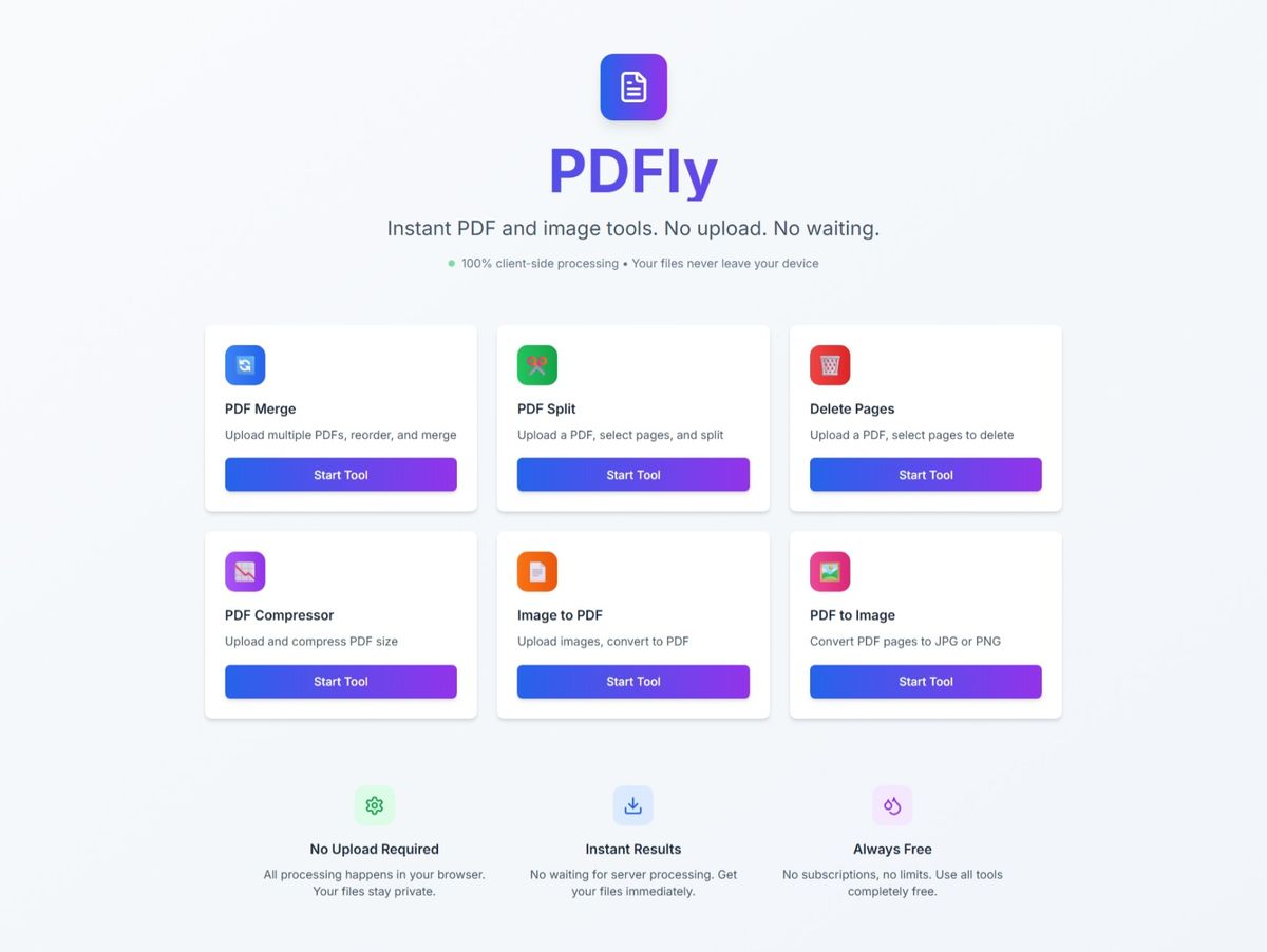 PDFly - a powerful client-side PDF toolkit — Sahan Ranasingha - Buymeacoffee