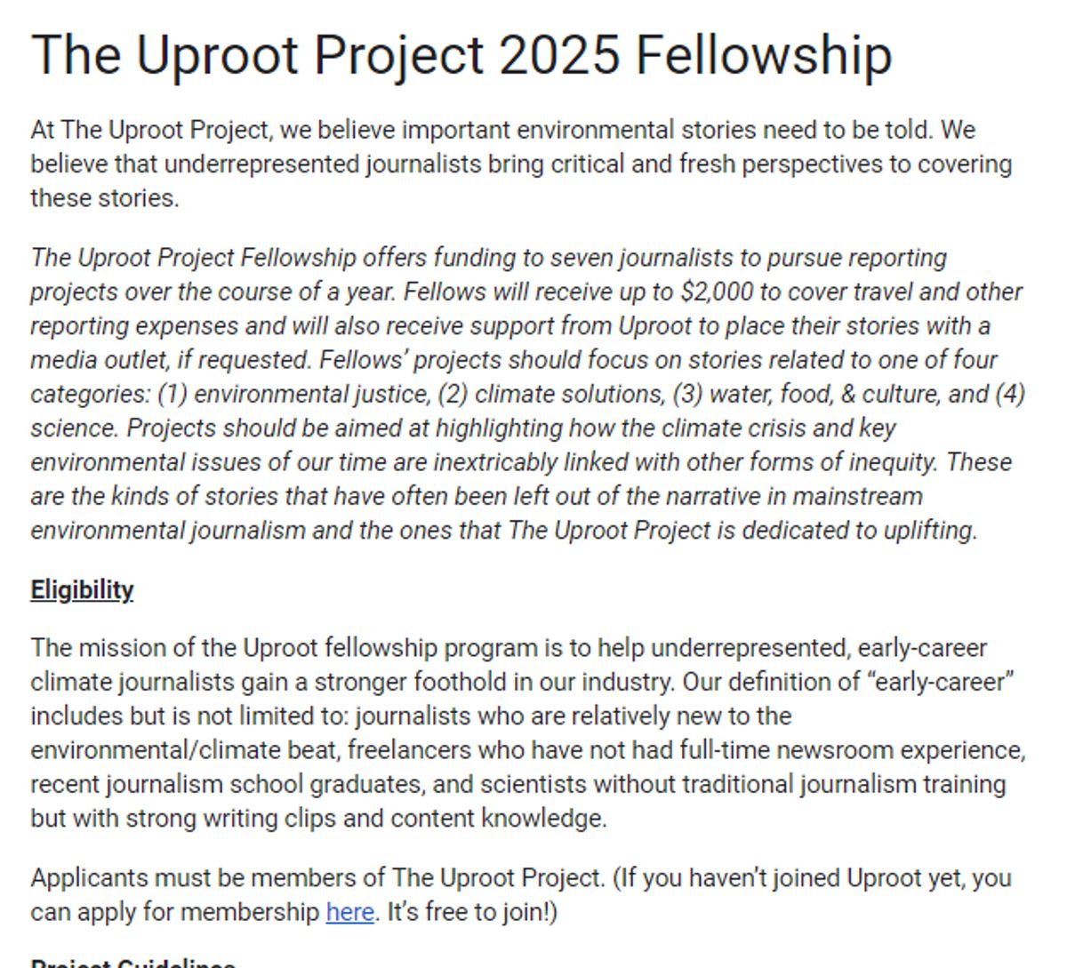 Uproot Project Fellowship 2025 + $2,000 (Ends 01/3/2025) — Grants And More - Buymeacoffee