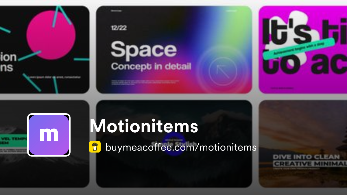 Motionitems is Library of animated templates - Buymeacoffee