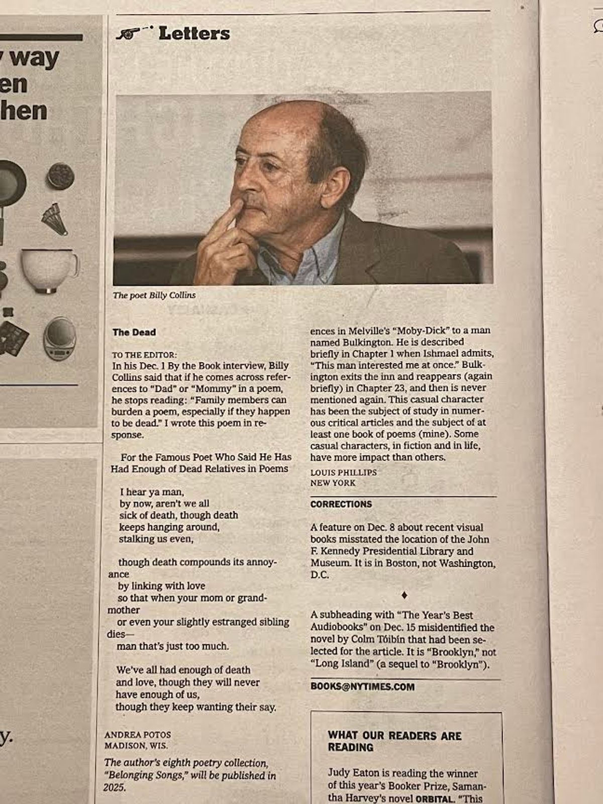 Response poem to the great Billy Collins. Made it to the NY Times Book ...