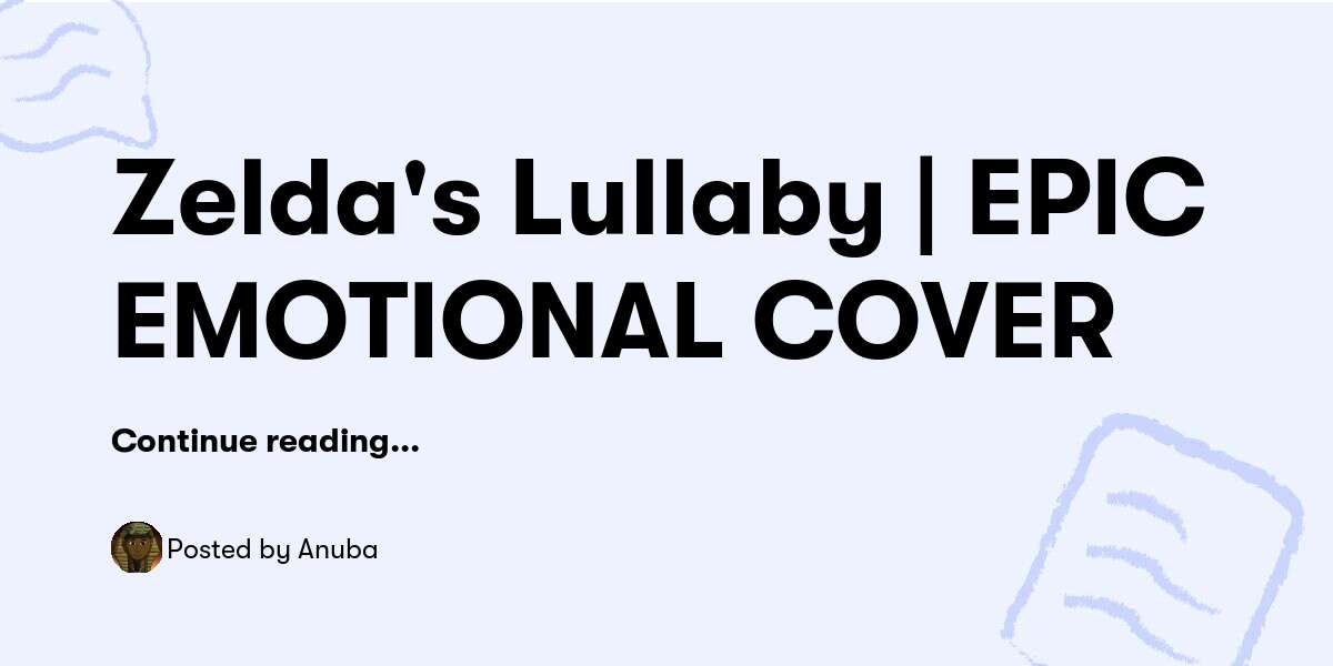 Zelda's Lullaby | EPIC EMOTIONAL COVER — Anuba - Buymeacoffee