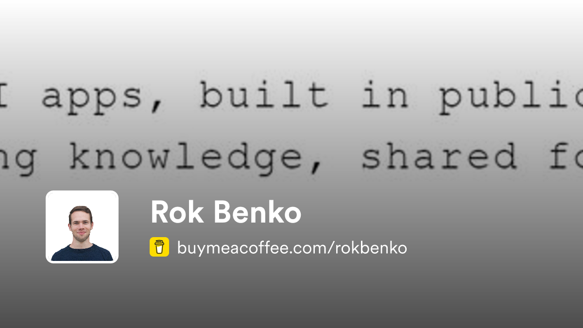 Rok Benko - Buymeacoffee
