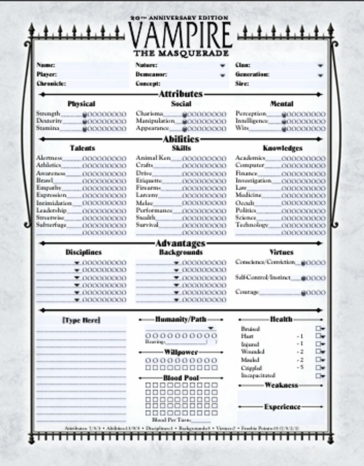 Do you want me to create you a custom Character Sheet for Vampire the ...