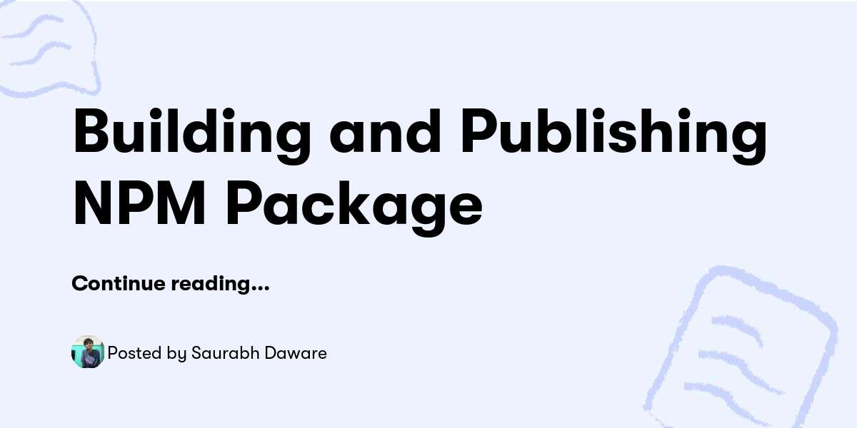 Building and Publishing NPM Package — Saurabh Daware - Buymeacoffee