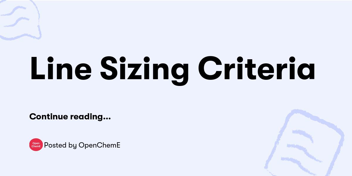 Line Sizing Criteria — OpenChemE - Buymeacoffee