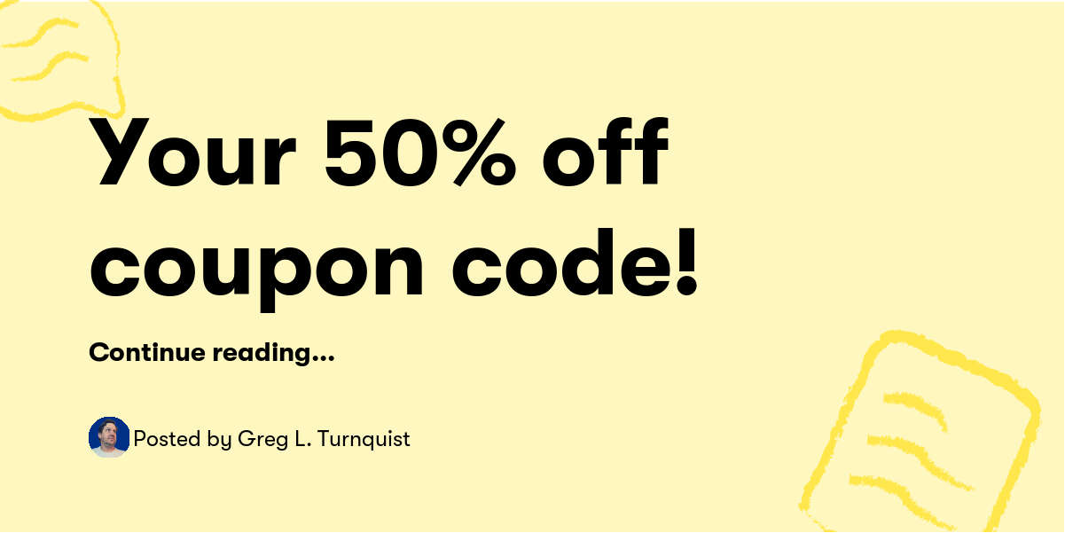 Your 50% off coupon code! — Greg L. Turnquist - Buymeacoffee