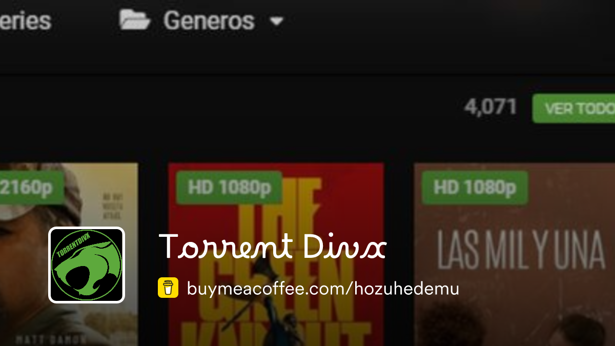 Torrent Divx is Un sitio web para descargar peliculas y series por torrent - Buymeacoffee