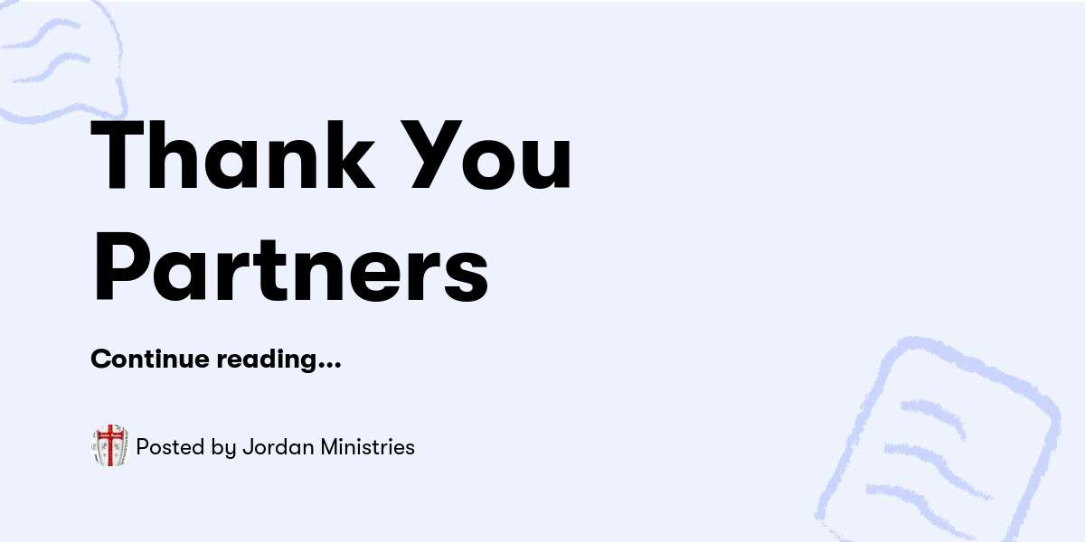 Thank You Partners — Jordan Ministries - Buymeacoffee