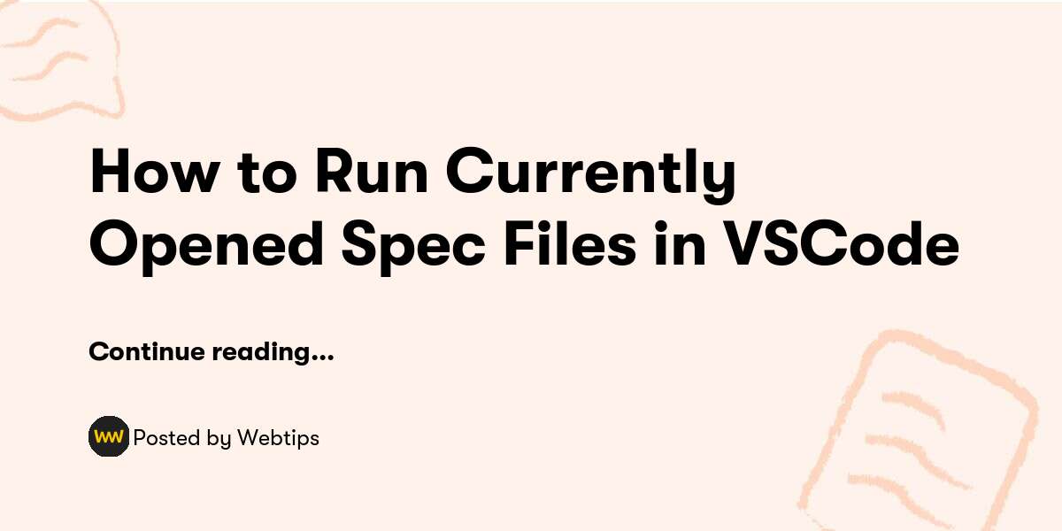 How to Run Currently Opened Spec Files in VSCode — Webtips - Buymeacoffee