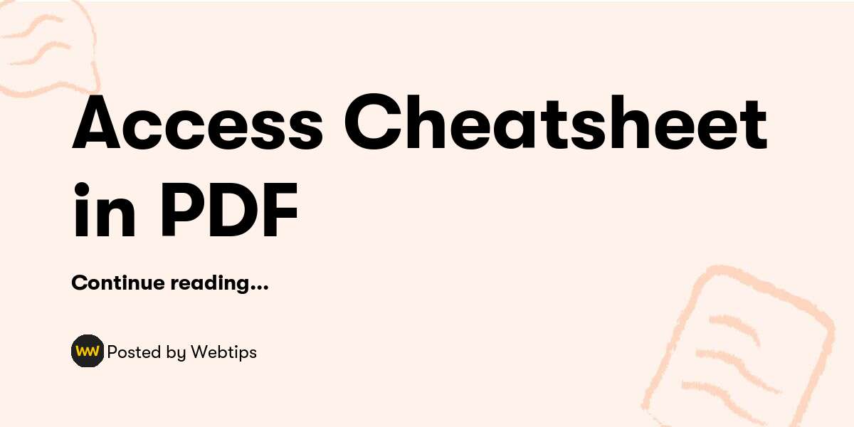 Access Cheatsheet In Pdf — Webtips Buymeacoffee