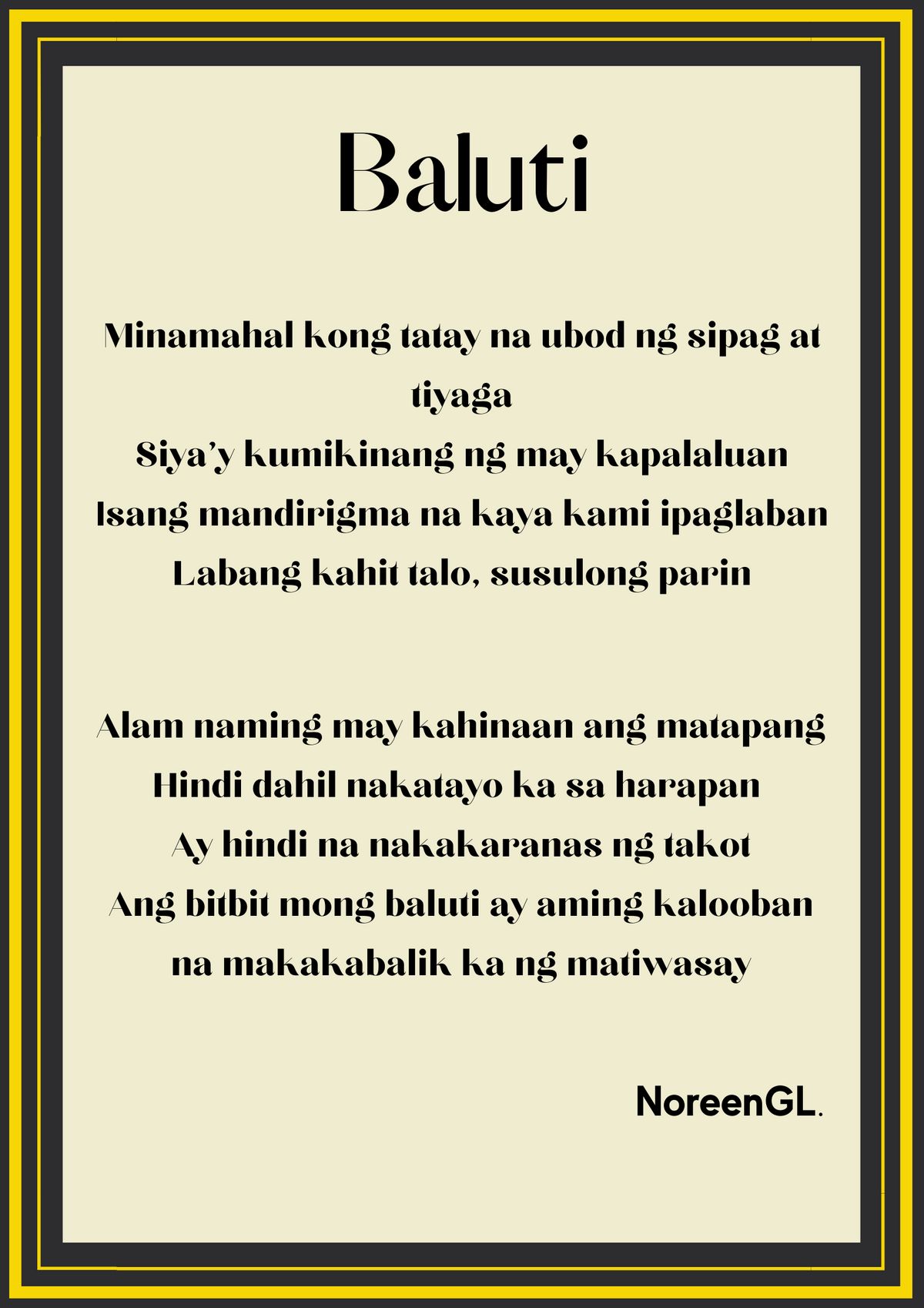 Special Poem: Baluti (Armor) — NoreenGL - Buymeacoffee