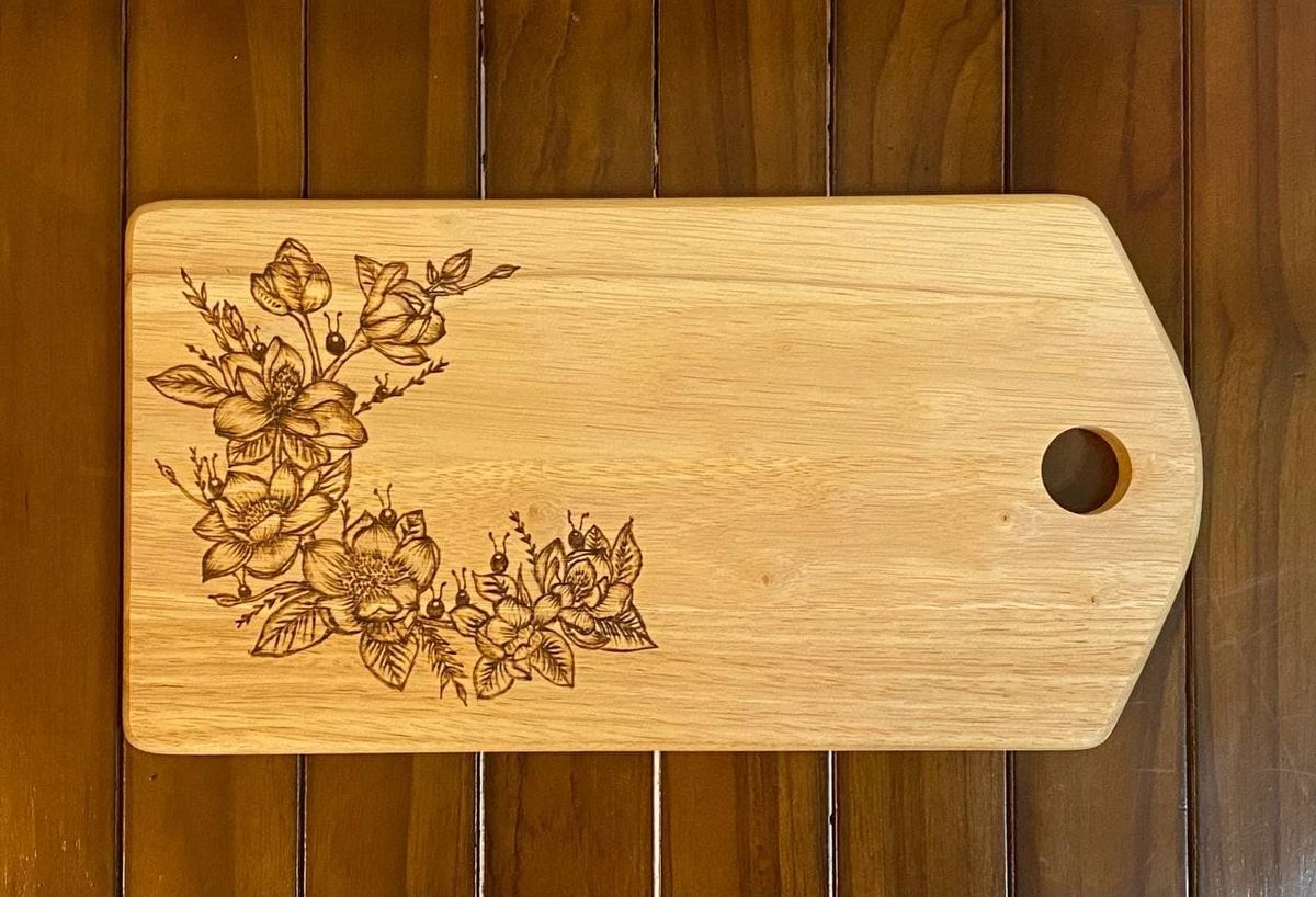 Pyrography wood board 001 - Flowers — Snail C - Buymeacoffee