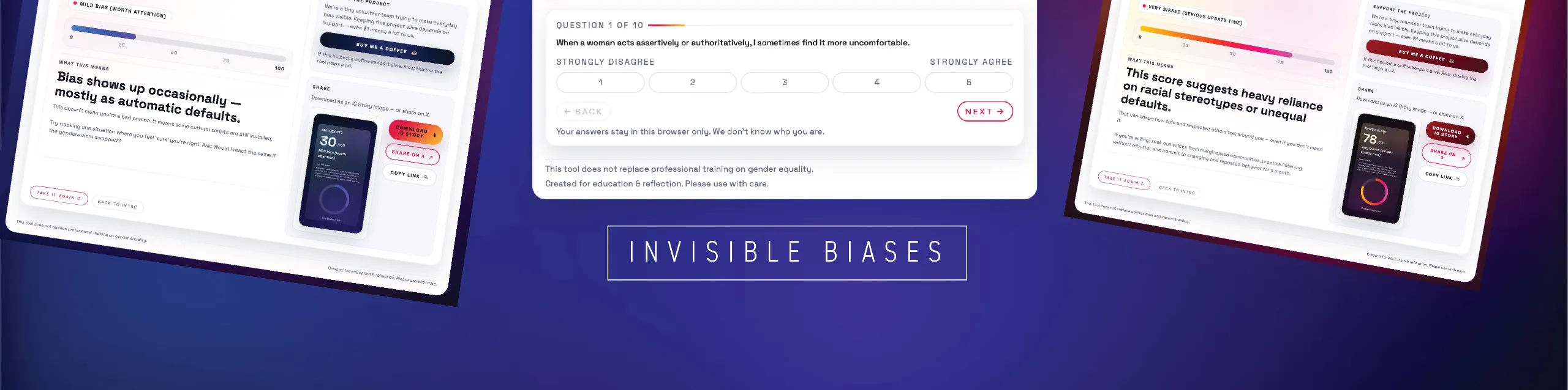 Invisible Biases is AmISexist.com RacismScore.com - Buymeacoffee