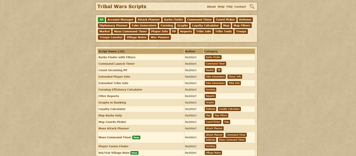 twscripts is creating scripts for Tribal Wars
