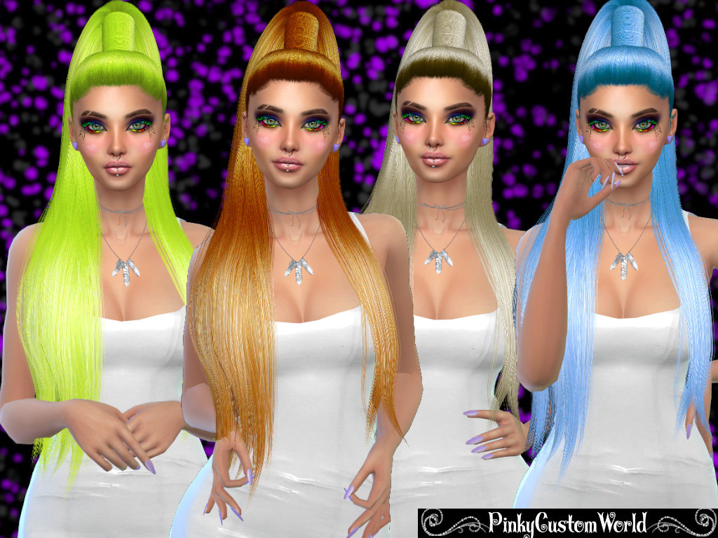 Recolor of LeahLillith's "Rainfall" hair — PinkyCustomWorld
