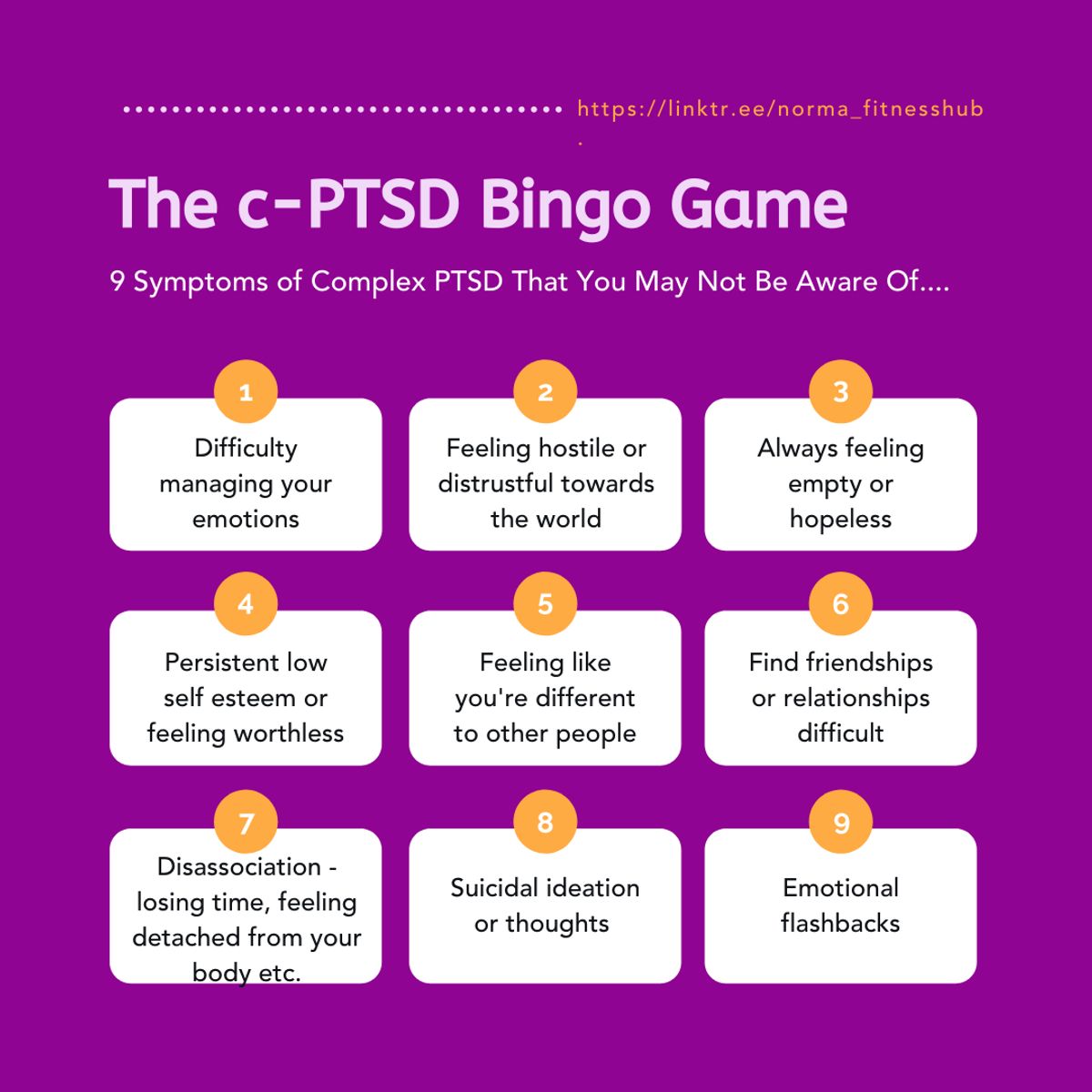 Let's Play c-PTSD Bingo! — Norma Pearson - Buymeacoffee