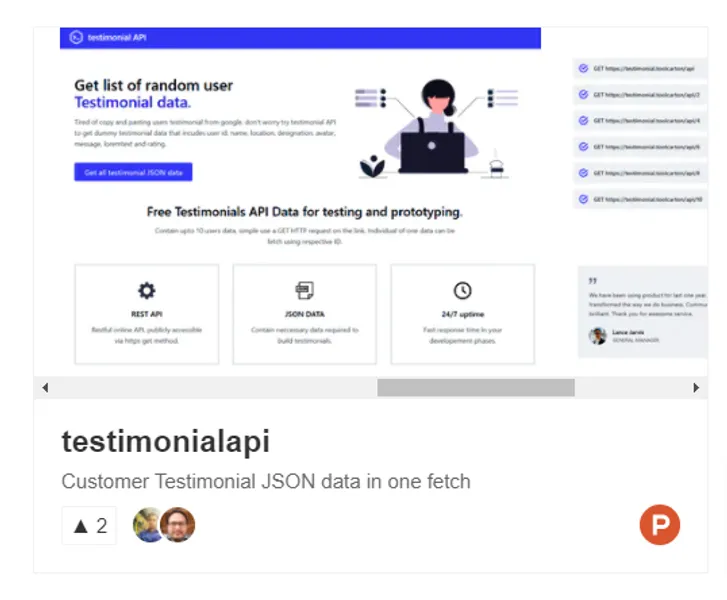 testimonialapi - A free public customer dummy api — blogtheorem