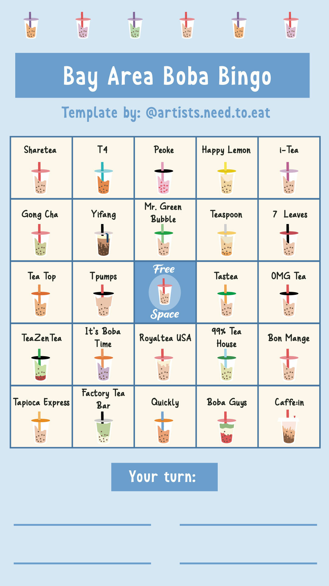 Bay Area Boba Bingo — artistsneed2eat