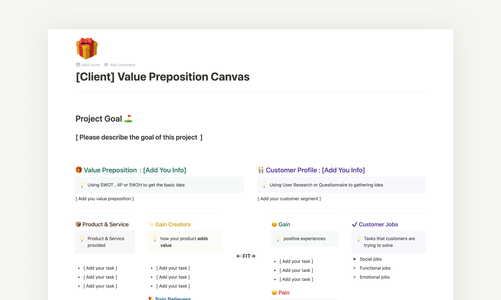 Value Preposition Canvas with Notion — Mark Aungkul - Buymeacoffee