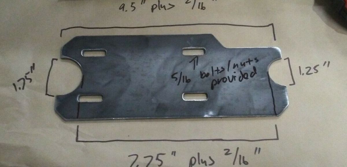 Motor Mount with Nuts/Bolts for 49cc Beach Cruiser Bare Metal 1/8 thic ...