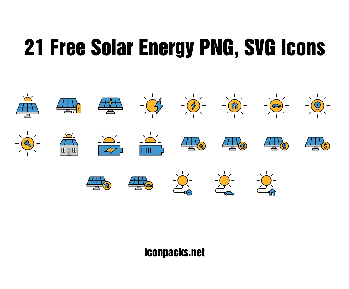 21 Free Solar Energy SVG, PNG Colored Icons. — Icon Packs - Buymeacoffee