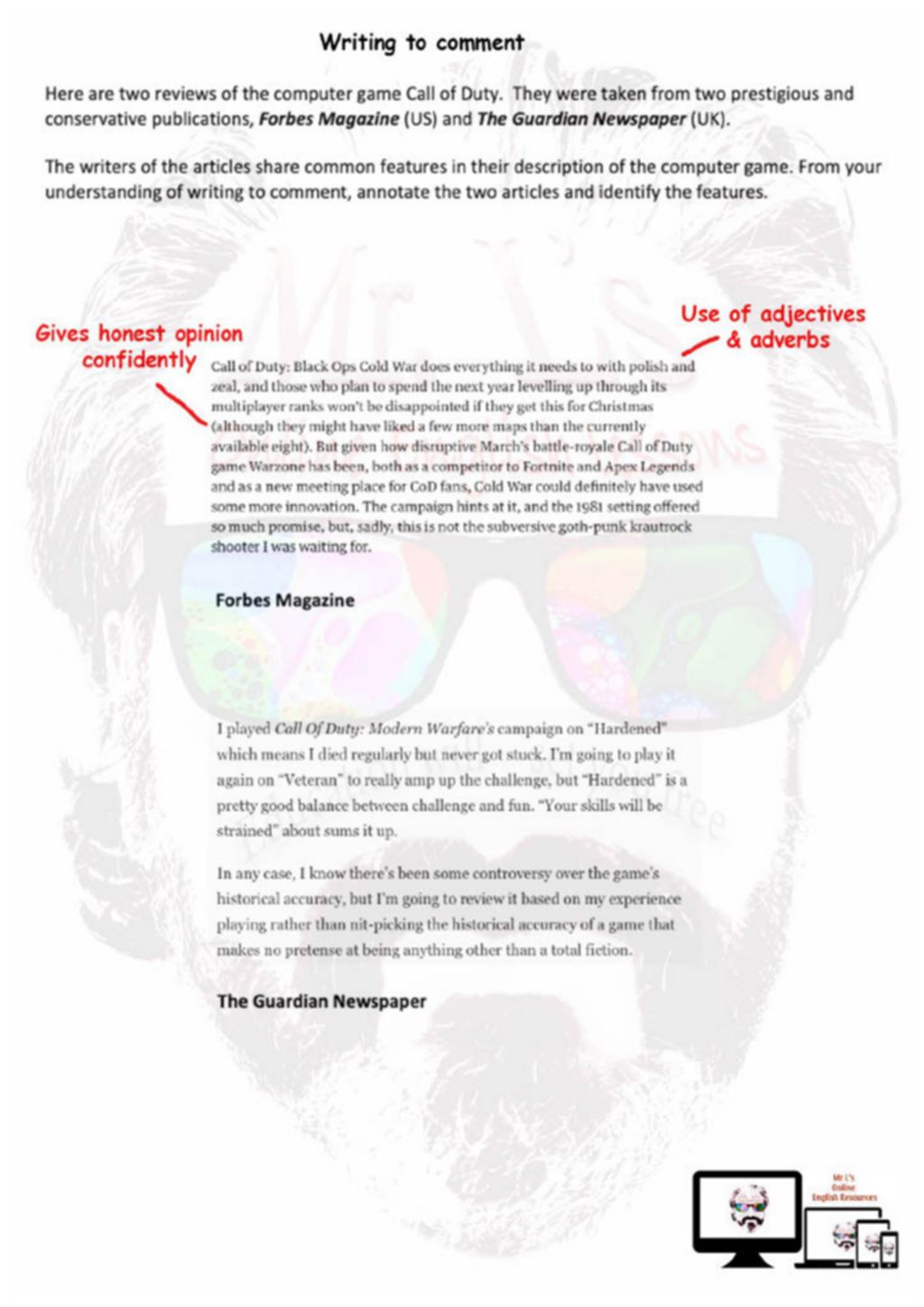 Introduction to Non-fiction & text types - Handout 3a — MrLEnglishclass