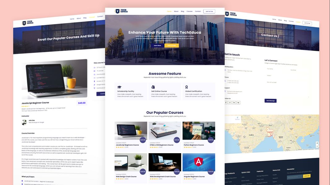 How To Make Online Course, LMS, Educational Website Using HTML CSS — Tech2 etc