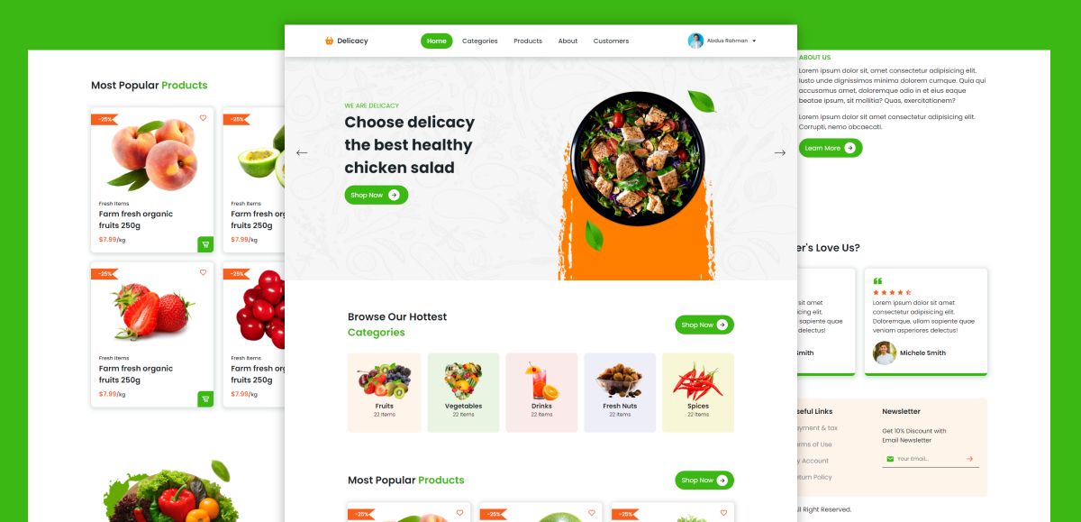 Responsive Fruits And Vegetables Website Design - Buymeacoffee