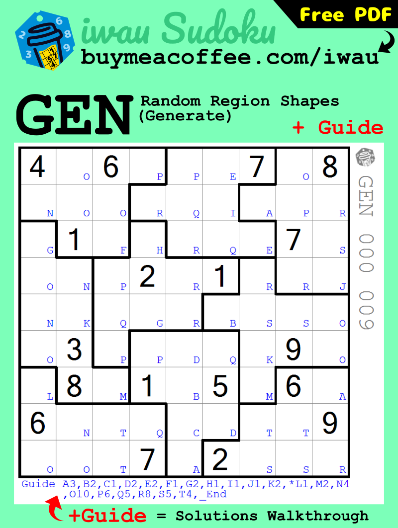 Free DEMO PDF : Random Region Sudoku ( GEN 000 009 ) with Guide — iwau ...