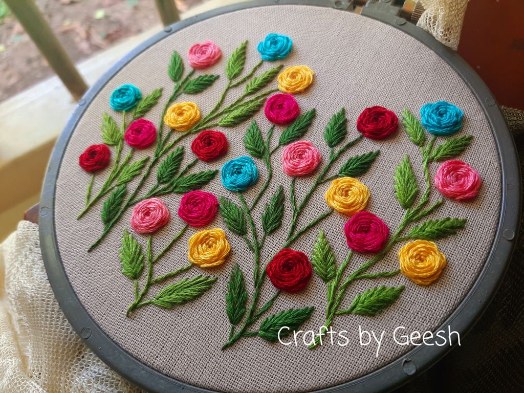 Beautiful Rose Vine Hand embroidery PDF pattern — Crafts by Geesh