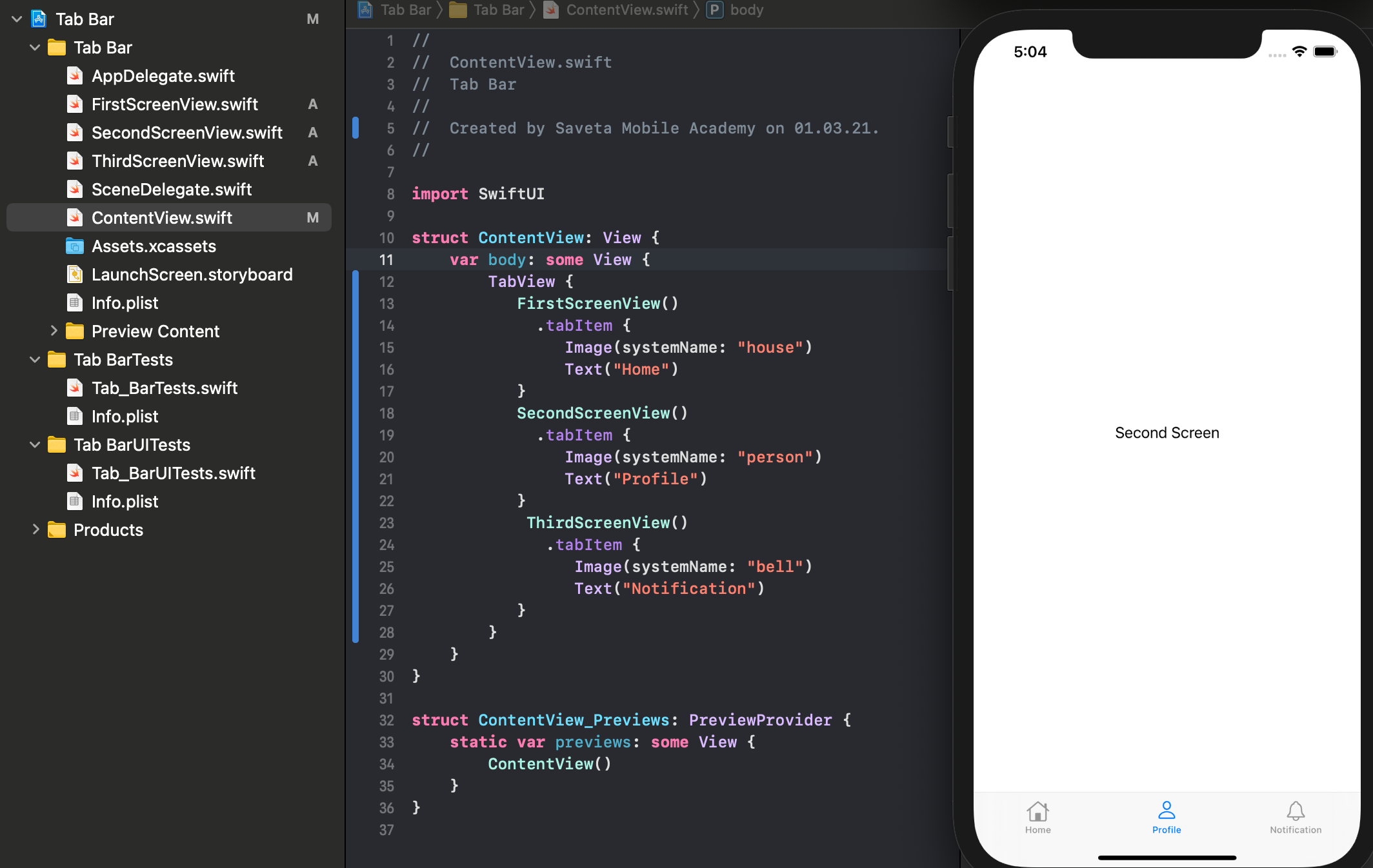 How To Create Tab View In Swiftui — Saveta Mobile Academy Buymeacoffee