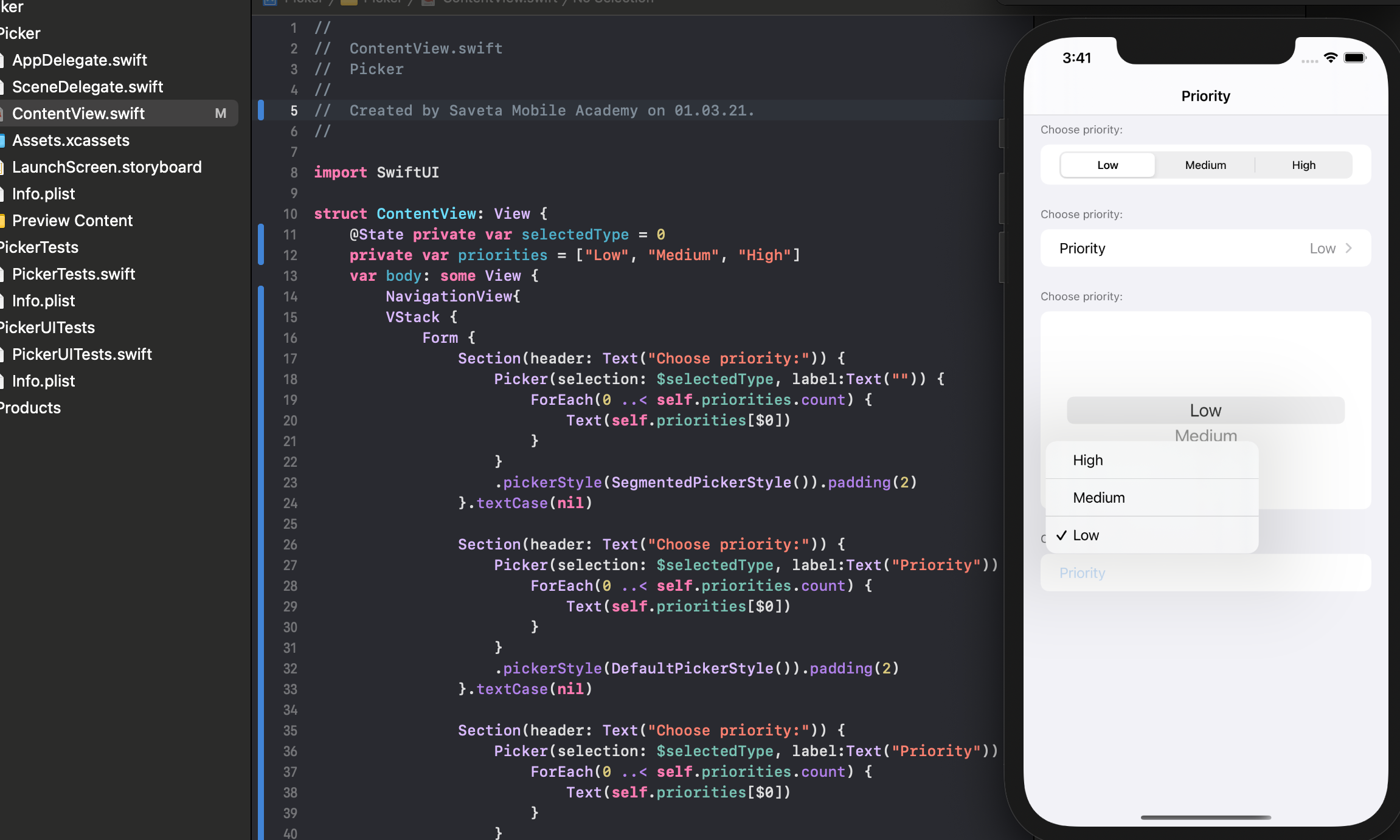 Pickers In SwiftUI Saveta Mobile Academy