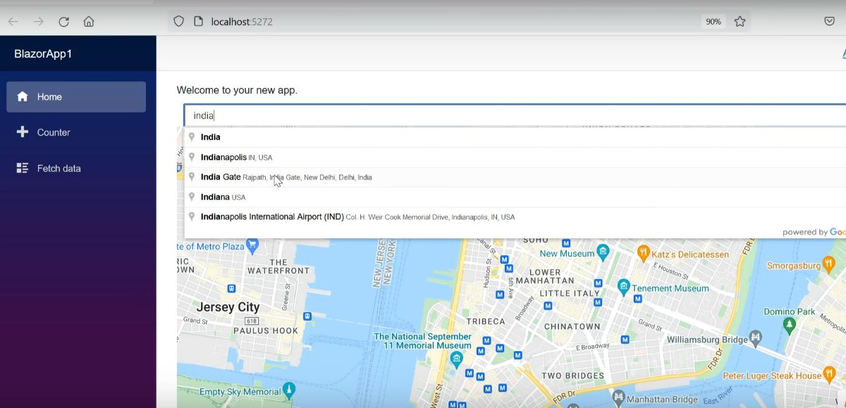 Blazor Server .Net 6 Google Map,Search Box Integration - Buymeacoffee