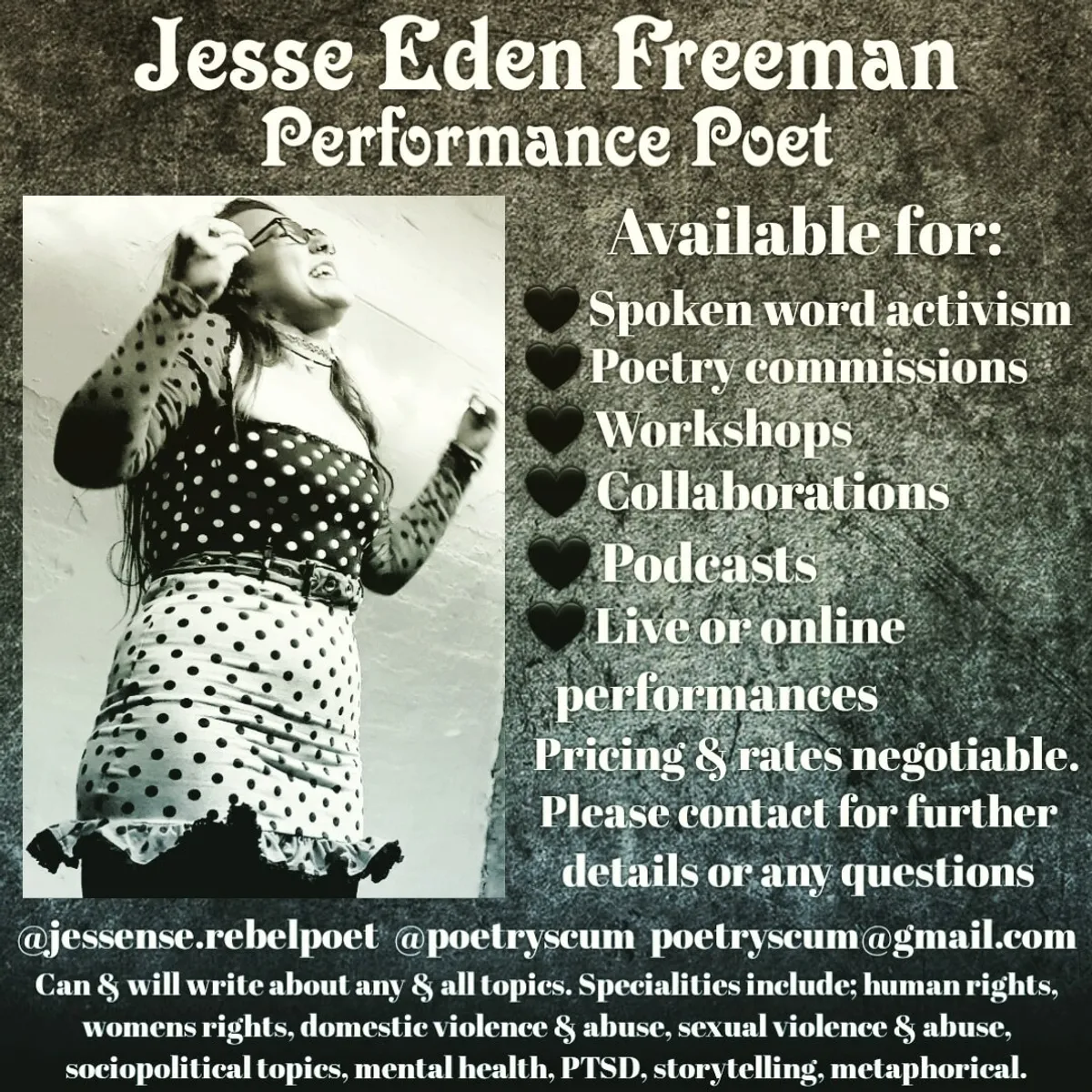 Jesse Eden Freeman is Spoken word activism & working class events ...