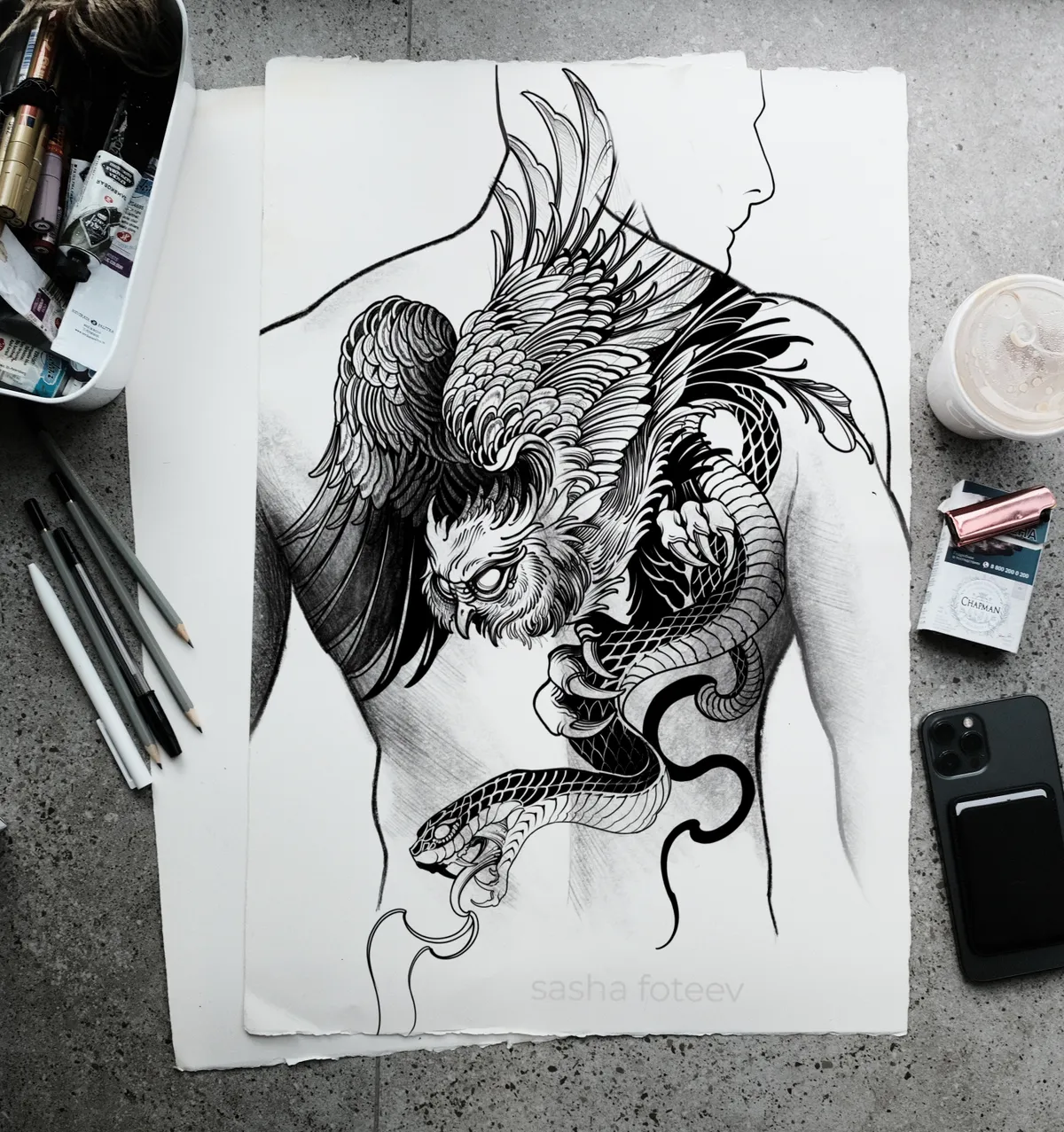 Back tattoo sketch — SashaFoteev