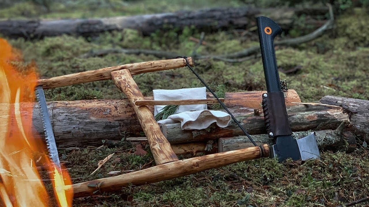 Two Days Bushcraft Trip - Shaving Horse, Birch Bark Spoon, Soup on ...