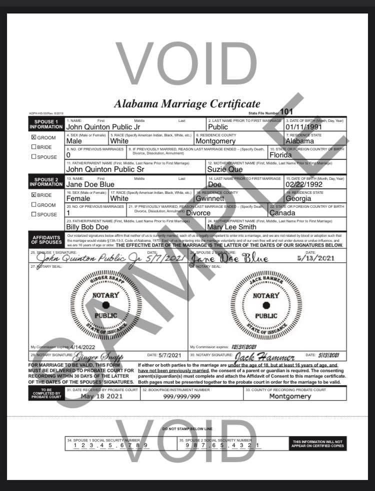 Marriage Certificate Example Mobile Notary Carrie Buymeacoffee