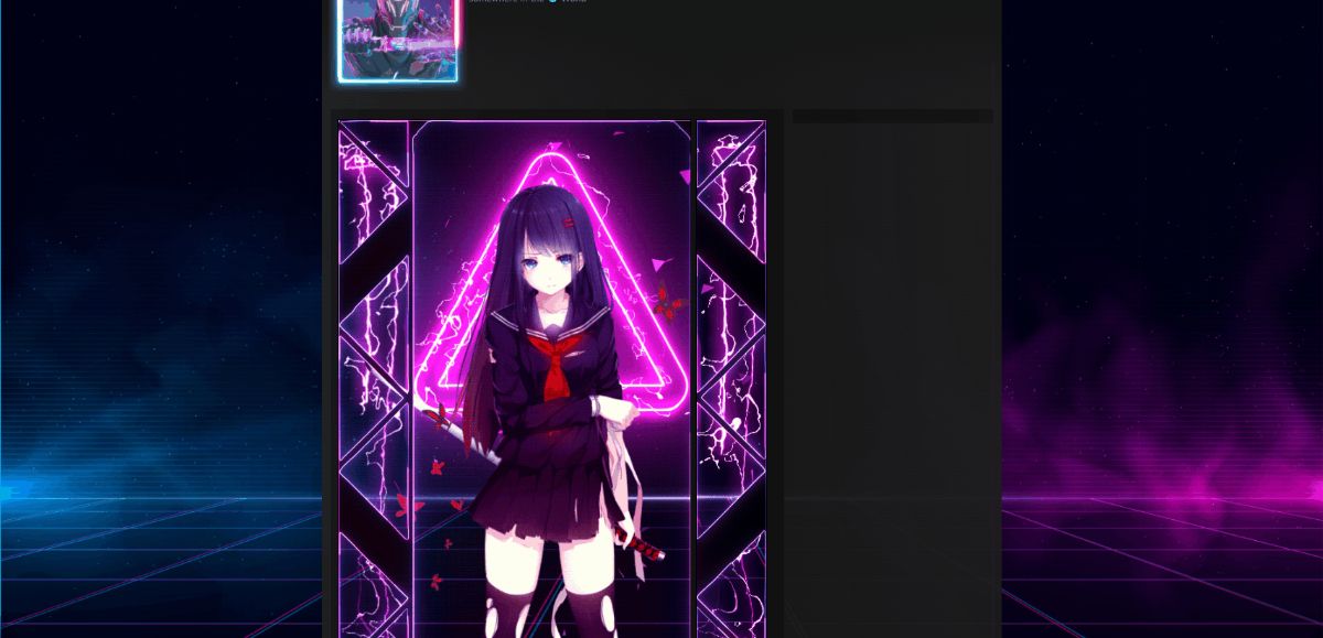 Katana Girl Neon Steam Artwork (Animated)