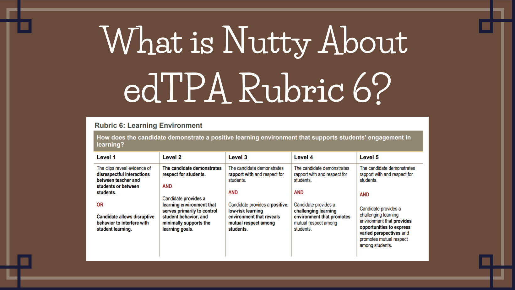 What is Nutty About Rubric 6 of edTPA — Terryl Yates - Buymeacoffee