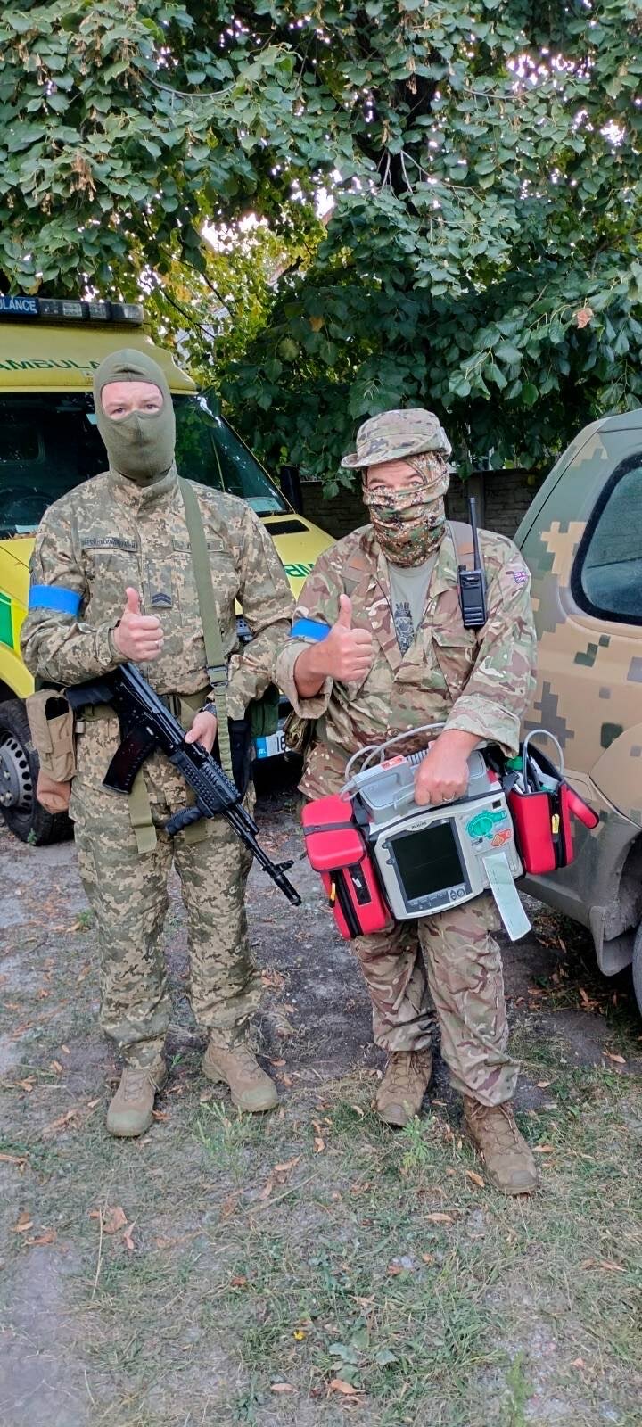 Defibrillator with monitor and tourniquets for SOF medic unit ...