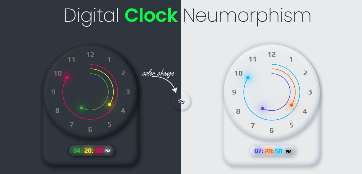 Neumorphism Digital Clock Using Html Css And Javascript - Buymeacoffee