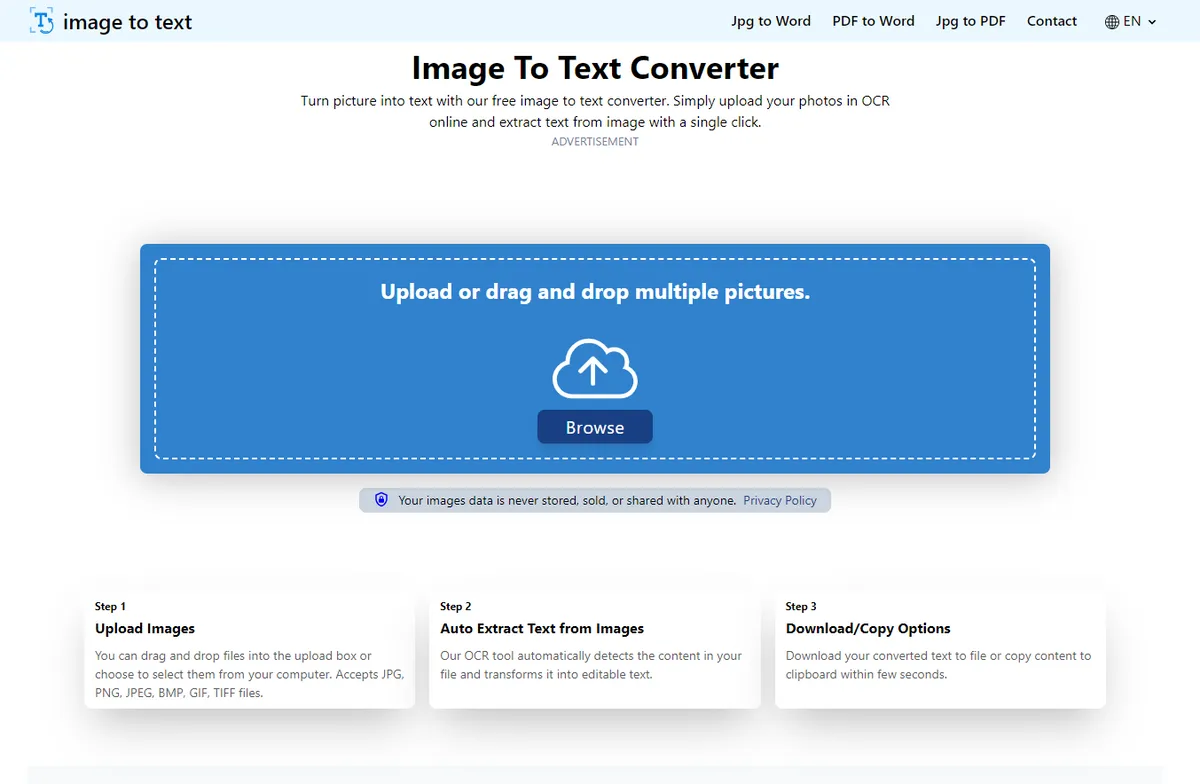 imagetotext.io is free image to text conversion tool - Buymeacoffee
