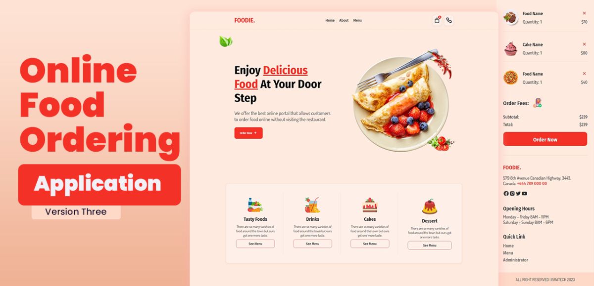 Complete Food Ordering Web Application - Updated Source Code (Version Three) - Buymeacoffee